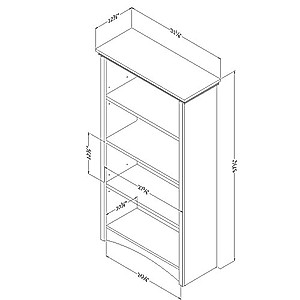 South Shore Gascony 4-Shelf Bookcase-Rubbed Black