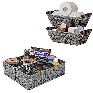 GRANNY SAYS Bundle of 2-Pack Wicker Storage Baskets & 2-Pack Woven Storage Baskets for Bathroom