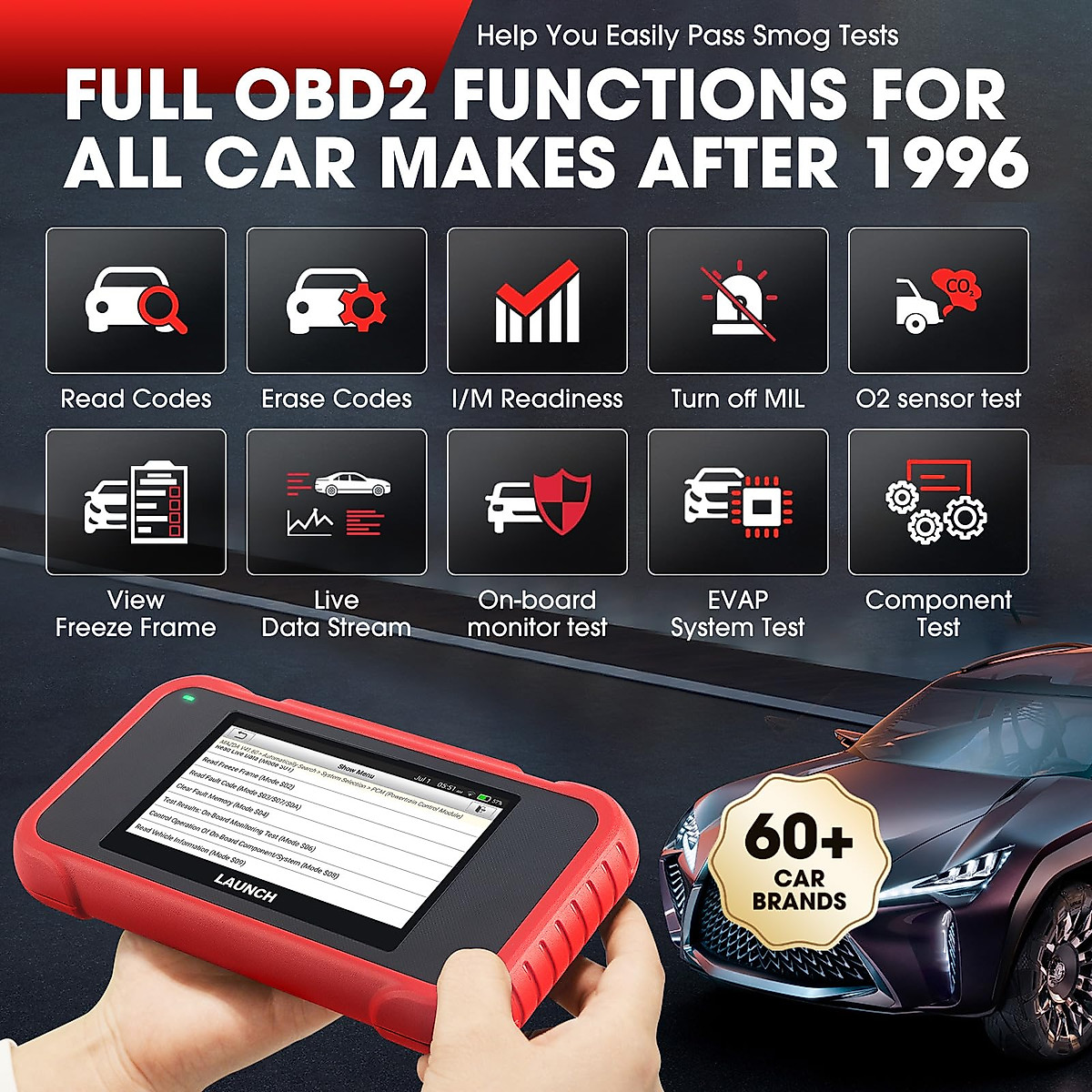 LAUNCH CRP123E OBD2 Scanner Engine Transmission ABS SRS Scan Tool,Code Reader with Oil Reset,SAS Reset,Throttle Adaptation,Wi-Fi Update,AUTO VIN,Car Diagnostic Tool for All Cars,Upgraded Ver.of CRP123