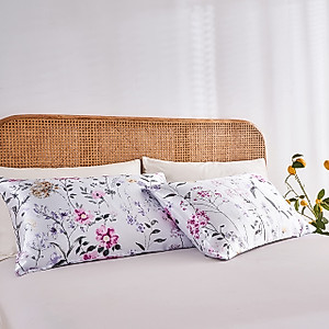 Satin Pillowcase for Hair and Skin White Satin Pillow Cases for Women 2 Pack Floral Satin Pillowcases Standard Set of 2 100% Satin Pillowcase with Envelope Closure (20x26 White)