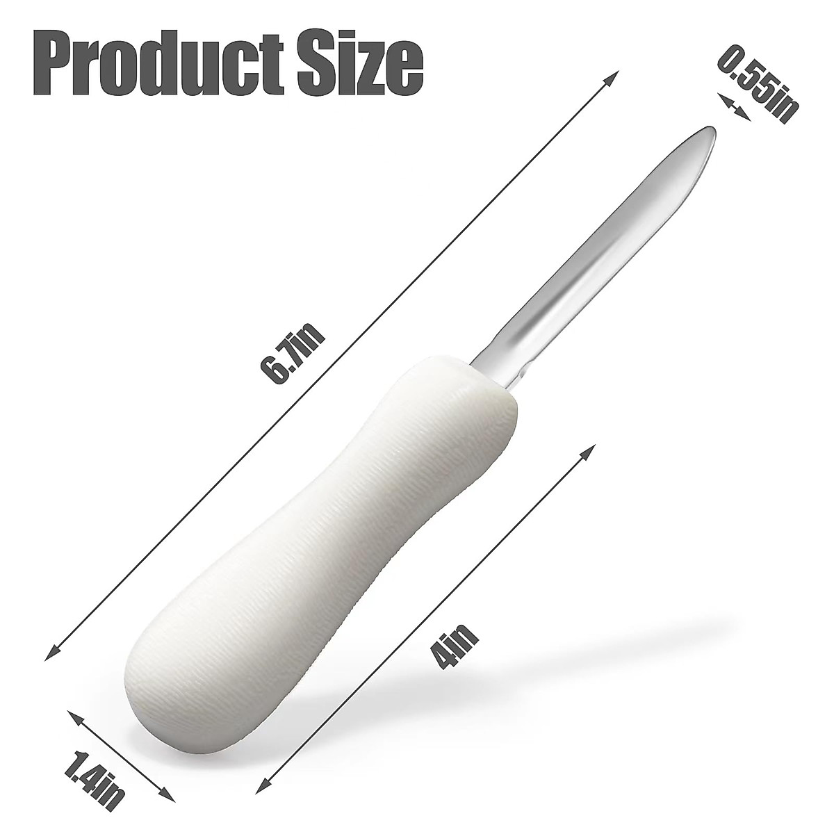 Tiomues Oyster Shucking Knife, with Extra-Long Non-Slip Handle, Professional Oyster Shucker, Seafood Tools Two-Piece Set (Star Black and Pearl White)