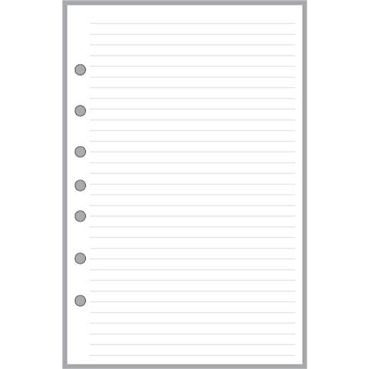 Classic Size Note paper with Simple Lines Spaced 1/4", 50 Sheets, Sized and Punched with 7 Holes for 7-Ring Notebooks such as Franklin, etc. (5.5" x 8.5")