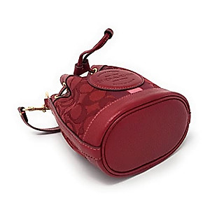 COACH Women's Mini Dempsey Bucket Bag In Signature Jacquard With Stripe Patch (Red Apple Multi)