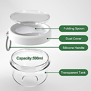 20oz Overnight Oats Containers with Lids,Oatmeal Container To Go with Lids and Spoon Leak-proof Overnight Oats Jars for Breakfast On The Go Cups (White)