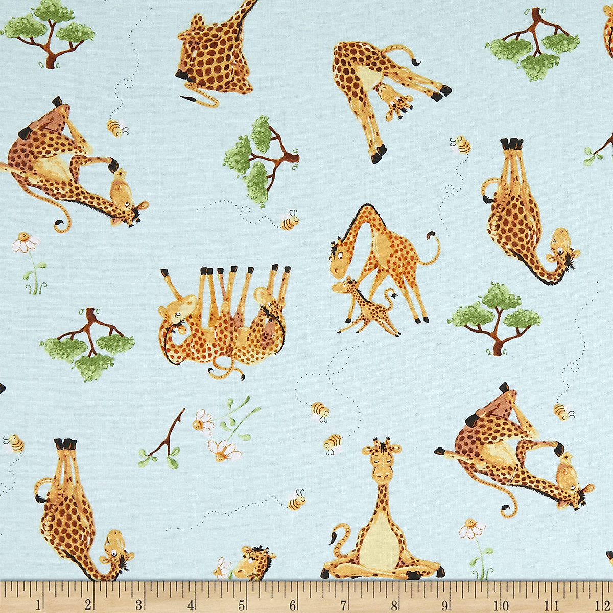 Susybee Zoe The Giraffe Toss Aqua, Fabric by The Yard