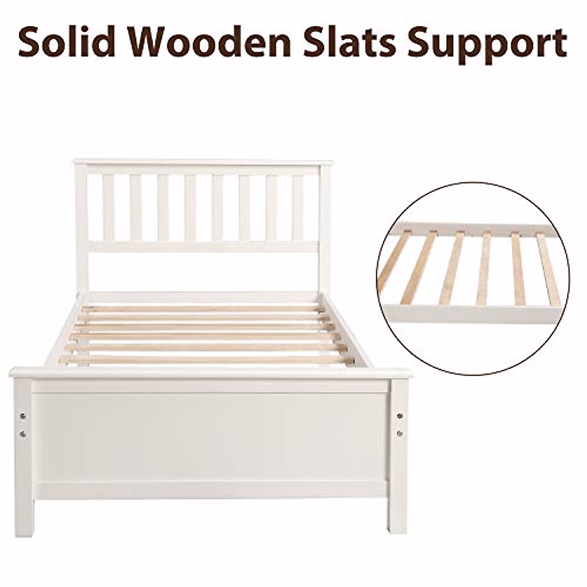 Merax Twin Bed Frame, Platform Bed with Headboard, Footboard and Wood Slat Support, No Box Spring Needed