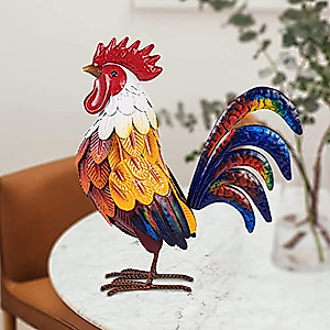 Natelf Metal Rooster Garden Statues & Sculptures, Chicken Yard Art Decor Standing Animal Lawn Ornament for Backyard Patio Kitchen Decorations