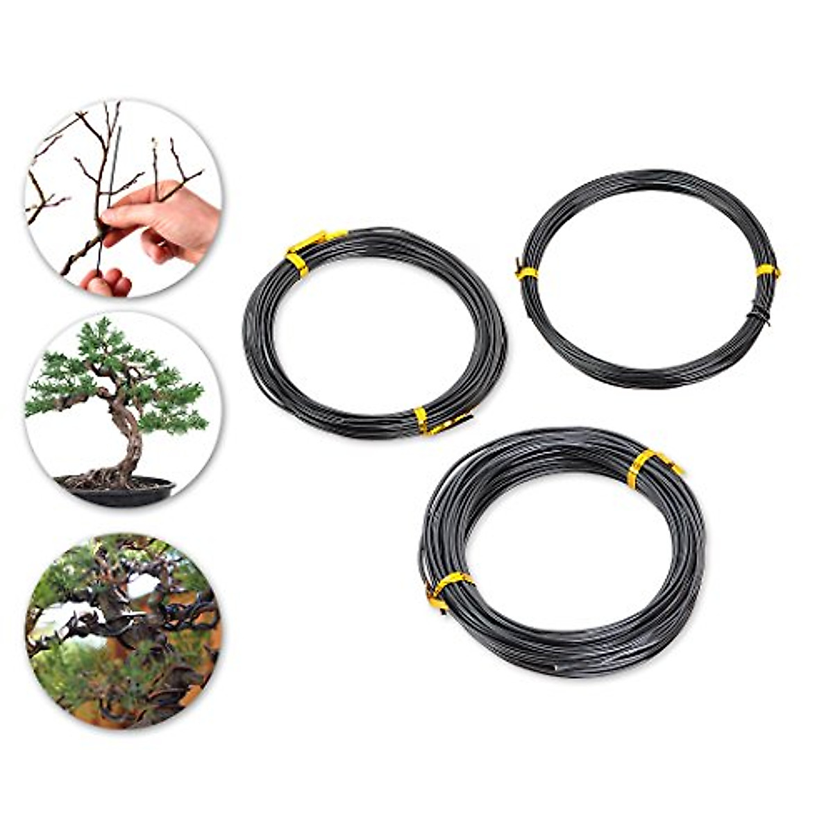 3 Pieces 10m Bonsai Wire Craft Aluminium Wire Bonsai Training Tools - Black (1.0 mm / 1.5 mm / 2.0 mm, 10m for Each Size)