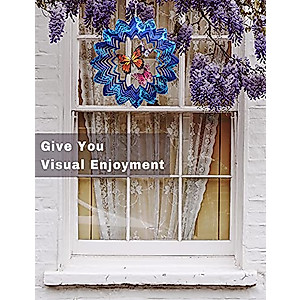 ABXKZ Kinetic Wind Spinners Outdoor Metal Large,3D Monarch Butterfly Garden Art Hanging Decor,12in Shiny Blue Wind Catcher Patio Ornament Gift,Stainless Steel Craft Sculpture Yard Decoration Clearance