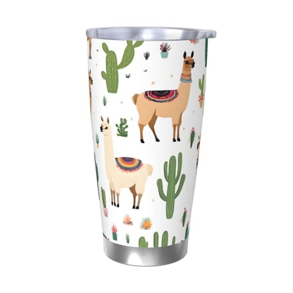 quopvn Alpaca Llama Print 20oz Car Cup Ps Material Lid, Perfect For Hot & Cold Drinks