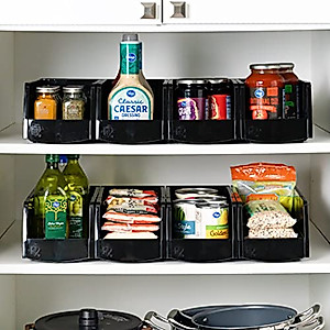 IRIS USA Inc. 13" x 6" x 5" Large Plastic Stackable Open Front Organizer bin Caddy Basket for Refrigerator Freezer Kitchen Pantry Cabinet Workshop Garage Classroom Office Crafts Supplies 8 Pack Black