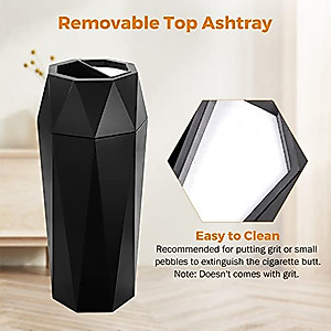 BEAMNOVA Bundle Black 15 x 31.5 in + Black 12 * 28 in Diamond-Shape Commercial Stainless Steel Trash Can with Lid Garbage Enclosure Inside Barrel Heavy Duty Waste Container