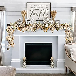 Fall Decor - Fall Garland - 6Ft Autumn Maples Leaf Pumpkin Berry Garland - Thanksgiving Halloween Mantle Fireplace Farmhouse Harvest Decorations for Home Outdoor Indoor Porch
