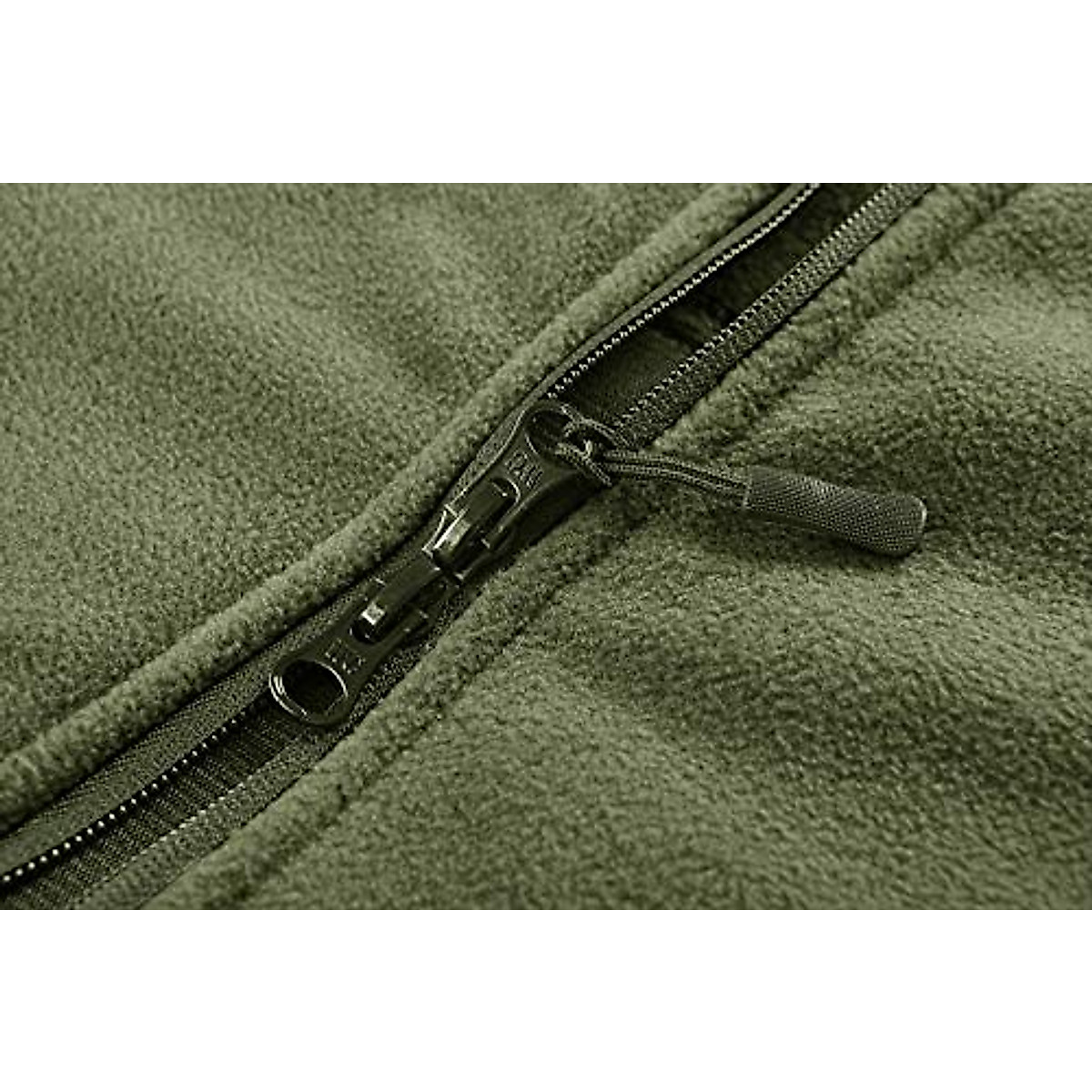 CRYSULLY Men's Tactical Front Zip Fleece Lining Hunting Mountaineering Jacket Windbreaker Coat Army Green