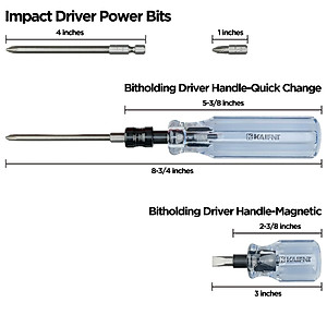 KAIFNT K460 Professional Screwdriver Bit Set with Acetate Handles, 4-inch Power Bits, Quick Change Hand Driver, 60-Piece