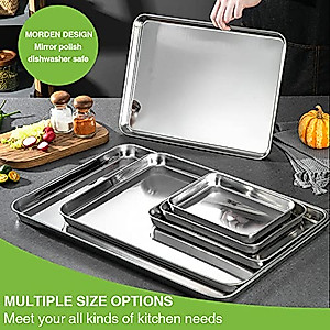 Baking Pans Sheet, 3 Piece Large Cookie Sheets Stainless Steel Baking Pan for Toaster Oven, Umite Chef Non Toxic Tray Pan, Mirror Finish, Easy Clean, Dishwasher Safe, 10 x 8 x 1 inch