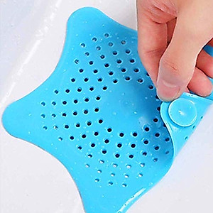 Kitchen Drain Hair Catcher Bath Stopper Sink Bathroom Protector Silicone Cover Basin Strainer Filter Shower Trap (Blue)