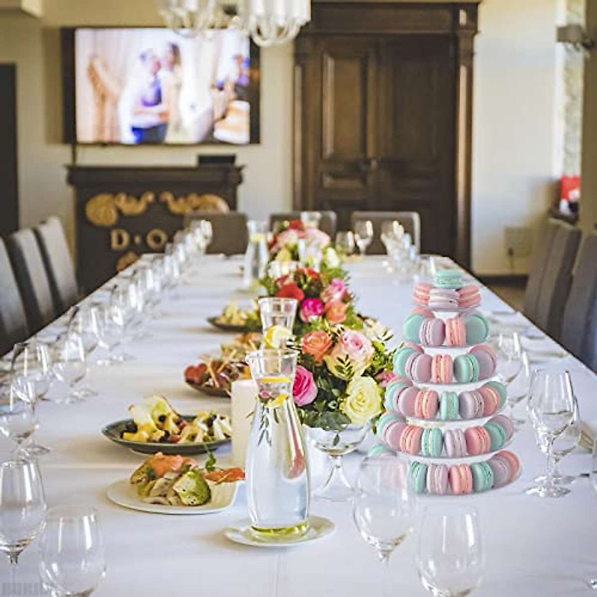 6 Tiered Tray Stand for Macarons - Round Cupcake Tower Stand Tea Party Decorations Cupcake Holder Dessert Table Display Set Donut Stand - Wedding Cake Stand Macarons and Cupcake Tower Party Supplies