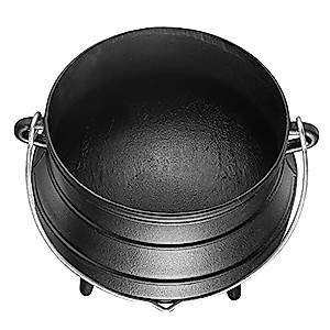 Bruntmor Pre-Seasoned Cauldron Cast Iron | 10 Quarts - African Potjie Pot with Lid | 3 Legs for Even Heat Distribution - Premium Camping Cookware for Campfire, Coals and Fireplace Cooking (Large)