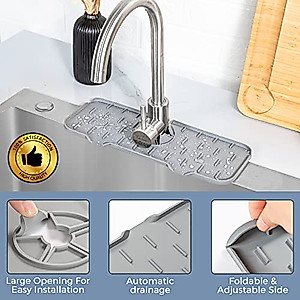 Phoenix Gemini Kitchen Sink Drip Catcher - Silicone Faucet Mat - Kitchen Sink Protectors - Kitchen Sink Splash Guard - (DCGrey)