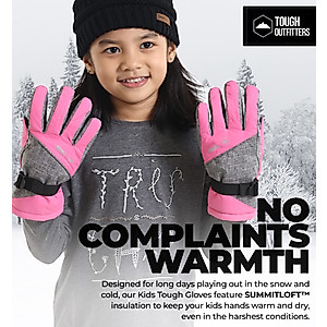 Tough Outdoors Kids Snow Gloves - Kids Ski Gloves & Youth Winter Gloves - Girls, Boys Snow Gloves - Insulated Waterproof Snow Gloves - Cold Weather Youth Ski Gloves - Skiing Gloves for Kids