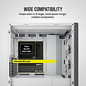 Corsair iCUE 5000X RGB Tempered Glass Mid-Tower ATX PC Smart Case - White