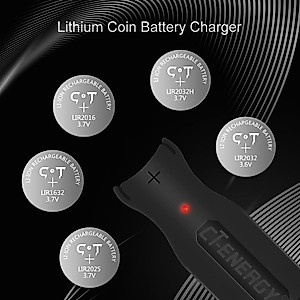 Button Coin Cell Battery Charger 2032 2016 2025 1632 1025 1220 1254 1620 USB Charge Rechargeable Lithium Ion Round Button Batteries 3.7V (Battery Not Include)