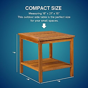cucunu Outdoor Side Table 18x18 for Patio & Garden with Extra Storage - Small Adirondack Square Table Wooden End Table, Porch Tables