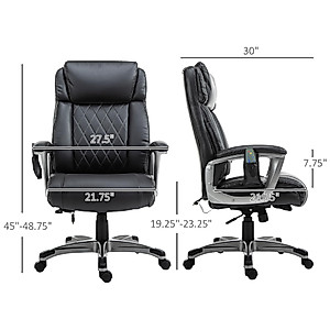 Vinsetto High Back 6-Point Massage Home Office Chair, Swivel Faux Leather Task Chair with Headrest, and Padded Armrests, Black