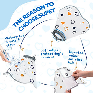 Supet Dog Cone Collar for Dogs After Surgery, Comfortable Dog Cones for Large Dogs to Stop Licking, Soft Dog Cone with Protect Neck Fabric, Protective Elizabethan Collar for Medium Small Dogs Love L