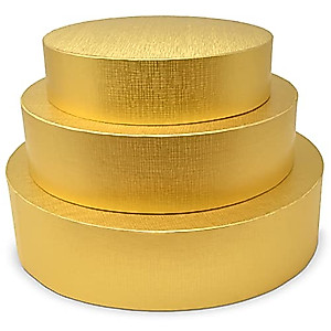 Set of 3 Gold Cake Stand Holder Round Cardboard Cakes Stands, 8" 10" 12" Dessert Display Cupcake Stands Pastry Base Plate Tray Decorative Centerpiece for Baby Shower Wedding Birthday Party Table Decor