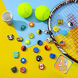 Chalyna 25 Pieces Tennis Racket Vibration Dampeners Silicone Tennis Dampeners Cartoon Vibration Dampeners for Tennis Racket Racquetball