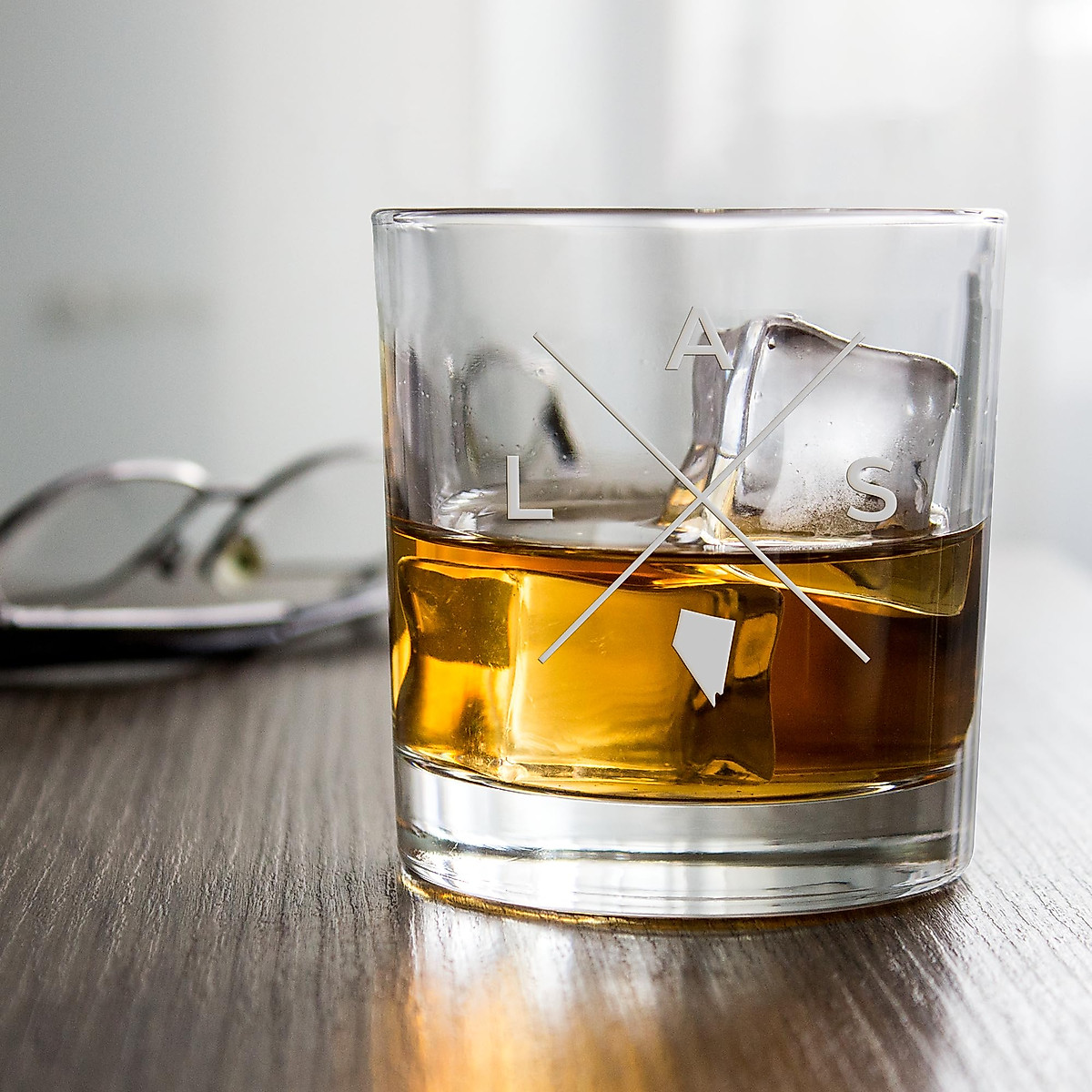 LAS Las Vegas Nevada Round Rocks Glass - Las Vegas Gift, Vegas Glass, Nevada Glass, Great Nevada Gift