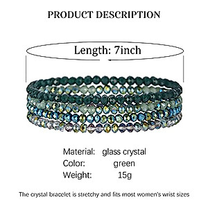 Noessla Beaded Boho Stretch Bracelet Colorful Stackable Crystal Beads Bracelets Trendy Costume Jewelry Mothers Day Gifts for Women (Green)
