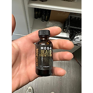 Derm Dude Mega Beard Growth Oil with Jojoba Oil, Japanese Peppermint Oil, Castor Oil, Avocado oil and more. Promotes Natural Healthy Facial Hair Growth for Men, Thickening and Conditioning Beard Oil