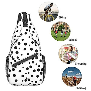 Black And White Polka Dot Bag Crossbody Travel Hiking Bags Mini Chest Backpack Casual Shoulder Daypack For Women Men Lightweight