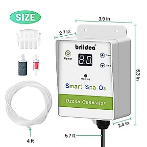 Spa Ozone Generator, Briidea Hi-Output Hot Tub Ozonator with Countdown Timer for Any Tubs or Spas, Chemical Free, Increase Your Comfortable Bath