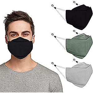 IndoTribe 3D Anti Fogging Cloth Face Mask With Nose Wire & Adjustable Earloops (Pack of 3)