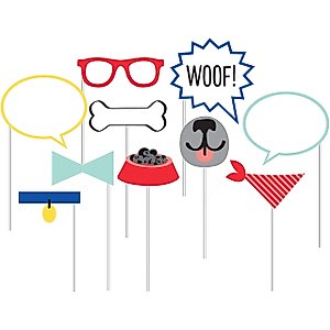Creative Converting Dog Party Photo Booth Props, 10 Count, Multicolor, 0.03x7x12inc.