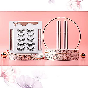 Magnetic eyelashes with eyeliner Kit,5 Pairs Different Reusable Magnetic Lashes,Natural Look False Lashes with Tweezers and Eyeliner
