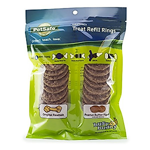 PetSafe Treat Rings for Busy Buddy Dog Toys - Easy to Digest - Interactive Toy Refills for Aggressive Chewers - Stimulating Puppy Supplies - Eases Stress - 24 Rings - Size B - Original/Peanut Butter
