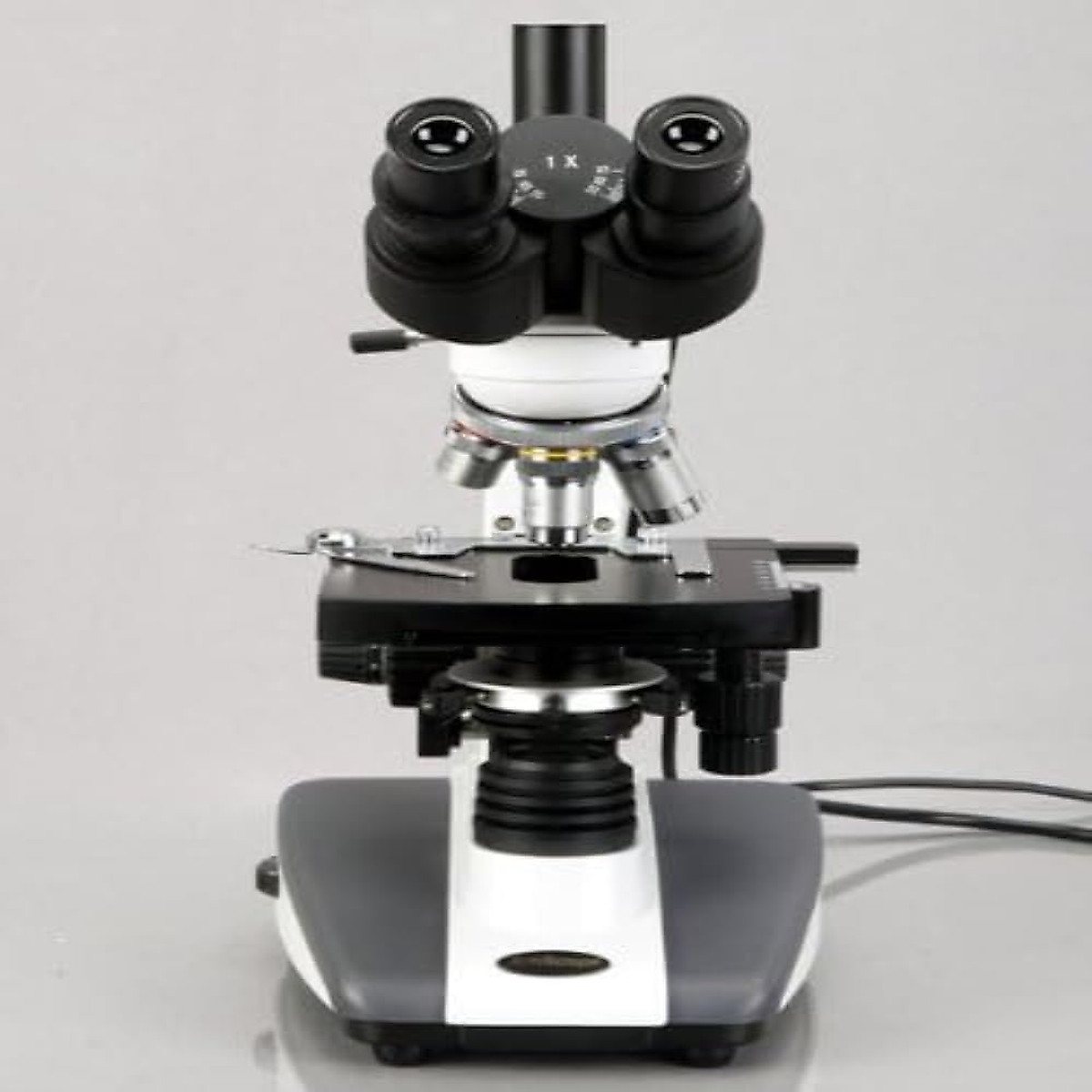 AmScope T360B-10M Digital Trinocular Compound Microscope, 40X-2000X Magnification, WF10x and WF20x Eyepieces, Brightfield, LED Illumination, Abbe Condenser, Double-Layer Mechanical Stage, Includes 10MP Camera with Reduction Lens and Software