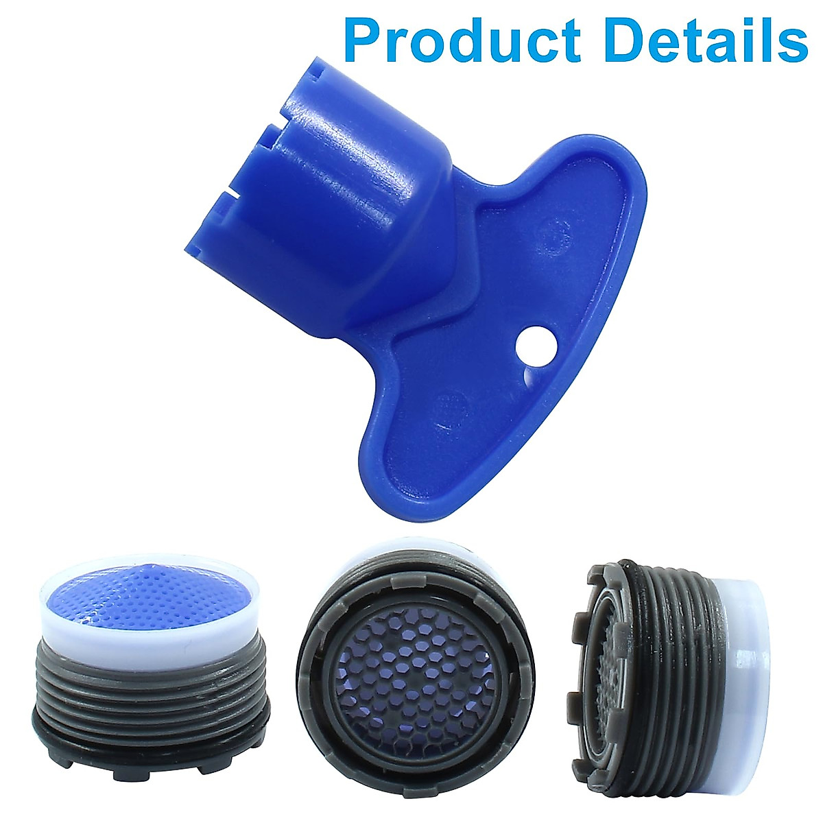 Moicstiy Faucet Aerator M18.5, 6 Pcs with 2 Wrenches, ABS Plastic, Polished Finish