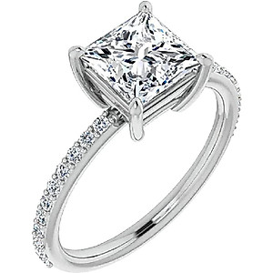 10K Solid White Gold Handmade Engagement Rings 2.0 Ct Princess Cut Moissanite Diamond Solitaire Wedding Bridal Ring Set For Women Her Propose Ring By Moissanite Gems (7)