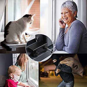 Sliding Window Locks (2 Sets), Security Window Locks with Keys, Adjustable Aluminum Sliding Window Stops, Easy Installation Without Drilling, for Vertical and Horizontal Sliding Windows