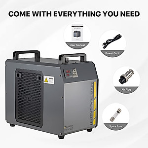 Cloudray 6L Industrial CO2 Laser Water Chiller 0.61HP CW5200 Precise Thermostat Recirculating CO2 Industrial Laser Chiller for 60W 70W 80W 90W 100W 120W 130W 150W CO2 Engraving Machine Cooling Machine