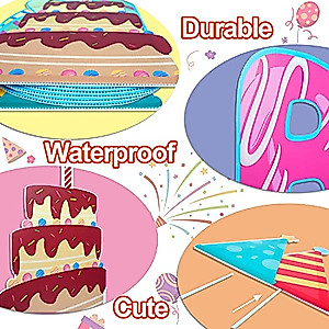 16PC Happy Birthday Yard Sign 15" Large Birthday Party Decorations Yard Stakes Lawn Signs Outdoor Decal Yard Signs for Birthday Yard Lawn Party Supplies Alphabets Balloons Cake Waterproof Party Decals