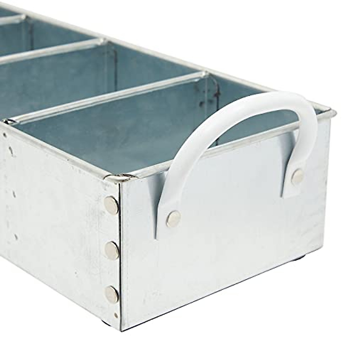Galvanized Metal Tray Caddy with 4 Compartments for Kitchen (16.75 x 5 x 3 In)