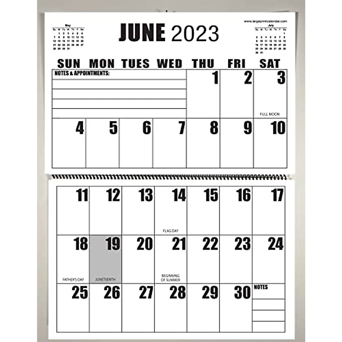 Jumbo Large Print 2023 Wall Calendar | 13-months | 17" x 22" hanging on wall | 17" x 11" closed