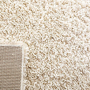 SAFAVIEH August Shag Collection 8' x 10' Ivory AUG200C Solid Non-Shedding Living Room Bedroom Dining Room Entryway Plush 1.5-inch Thick Area Rug
